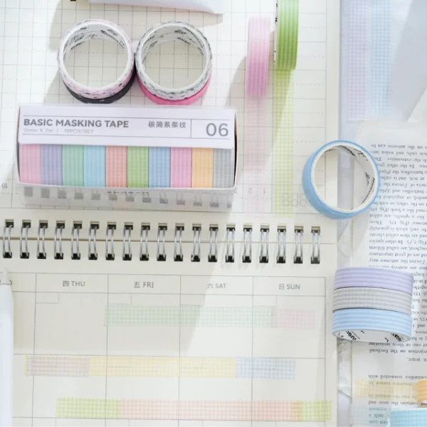 10 Rolls/set Basic Masking Tapes - FEATHER SHOP